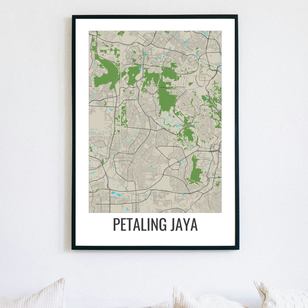 Printable Map of Petaling Jaya, Digital Download - My Vizard